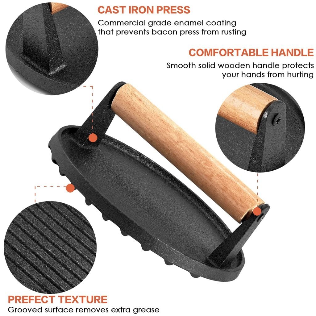 Heavy Duty Round Cast Iron Grill Press - Major 4x4