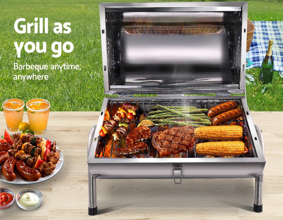 Stainless Steel Barrel Charcoal Smoker BBQ - Major 4x4